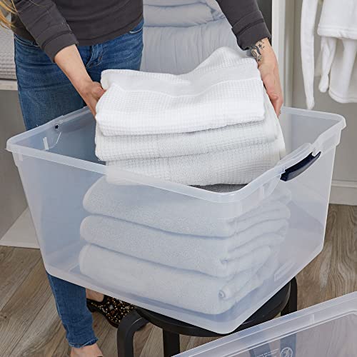 Rubbermaid Cleverstore Home/Office Organization 71 Quart Latching Plastic Storage Tote Container Box Bin with Lid, Clear (8 Pack)