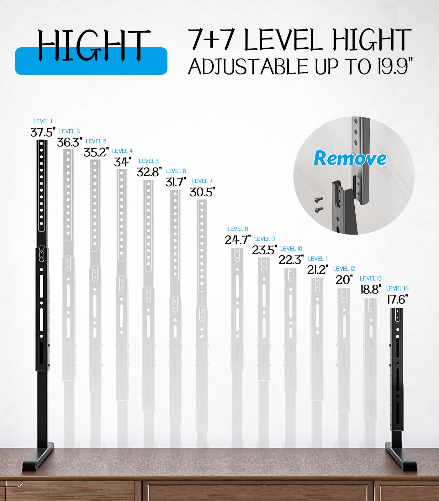 Universal TV Stand, Table Top TV Stand Base Replacement for Most 37 to 86 Inch LCD LED TVs, 7 Height Adjustable TV Legs with Cable Management Hold up to 150lbs, Max VESA 800x600mm, Black AX10TB01