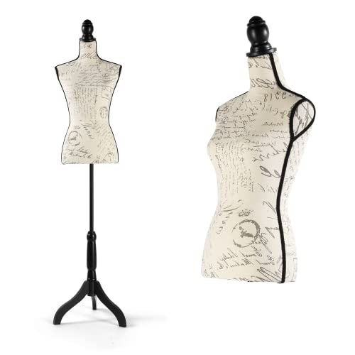 Encomle Dress Form Female Mannequin Torso, Height Adjustable Mannequin Body with Stand for Sewing, Display, Ivory