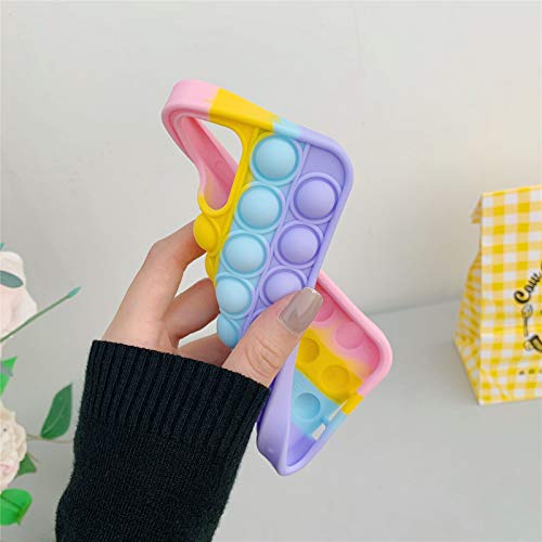 MME Pop It Phone Case for iPhone 4 / 4s Case for Girls Women Cute Cartoon Fun Funny Soft Silicone Cover, Stress Reliever Fidget Bubble Rainbow Unicorn Cases with Pink Pig Lanyard