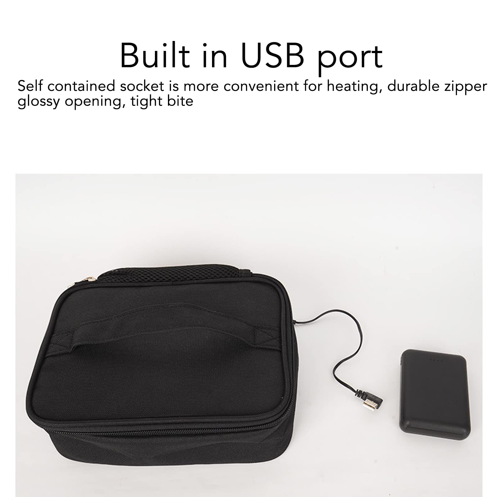 Mini Portable Oven, Waterproof Car Food Warmer, Aluminum Film Liner Electric Lunch Box with USB Plug and 2 Heating Methods, for Work