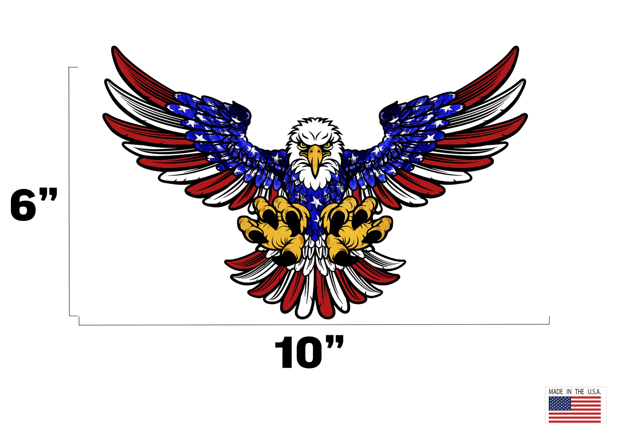 Rogue River Tactical Large 10"x6" American Eagle USA Flag Car Decal Window Die Cut Patriotic Auto Bumper Sticker Vinyl Decal for Car Truck RV SUV Boat Support US Military