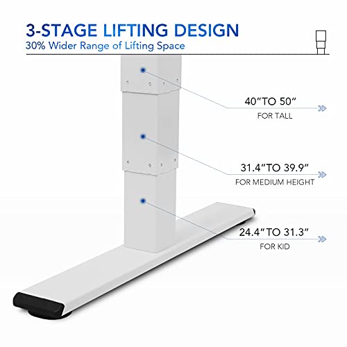 FLEXISPOT Classic 3 Stages Dual Motor Electric Standing Desk 55x28 Inches Whole-Piece Desk Board Height Adjustable Desk Electric Stand Up Desk Sit Stand Desk(White Frame + Natural Desktop)