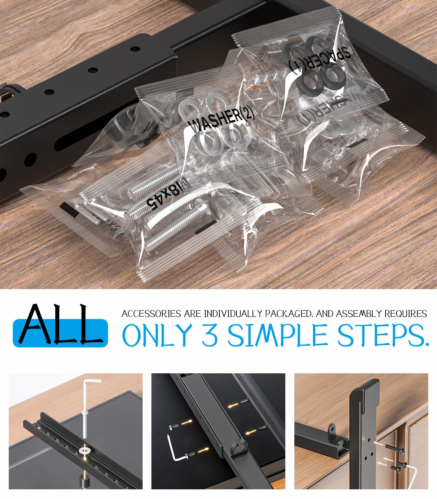 Universal TV Stand, Table Top TV Stand Base Replacement for Most 37 to 86 Inch LCD LED TVs, 7 Height Adjustable TV Legs with Cable Management Hold up to 150lbs, Max VESA 800x600mm, Black AX10TB01