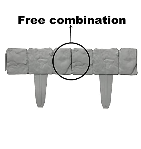 Lawn Edging,Garden Border,Plant Bordering 10/20pcs Folding Landscape Gray Flower Fence Path Garden Plant Border Edging Lawn Imitation Stone Fence Grounding Fence