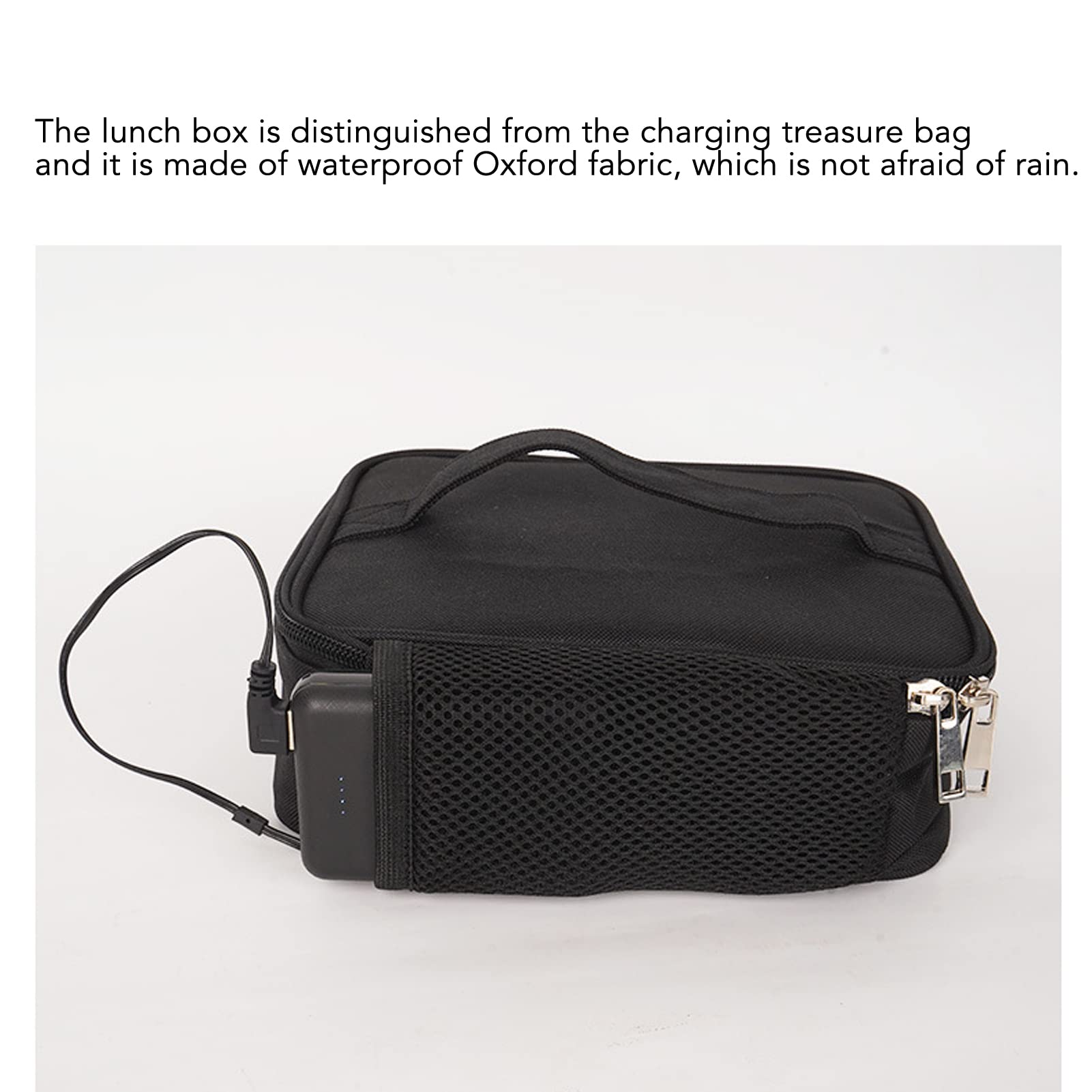Mini Portable Oven, Waterproof Car Food Warmer, Aluminum Film Liner Electric Lunch Box with USB Plug and 2 Heating Methods, for Work