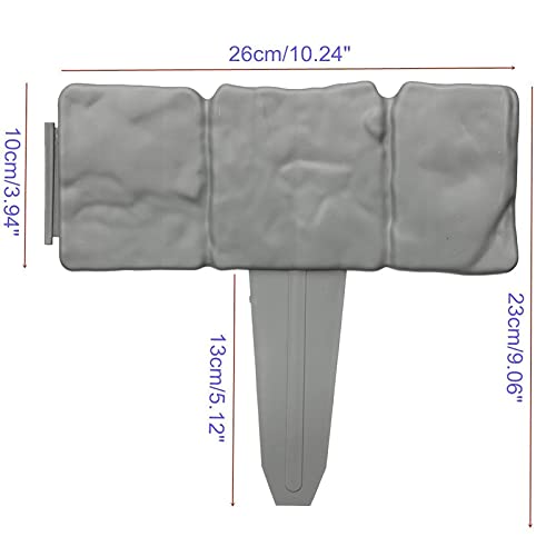 Lawn Edging,Garden Border,Plant Bordering 10/20pcs Folding Landscape Gray Flower Fence Path Garden Plant Border Edging Lawn Imitation Stone Fence Grounding Fence