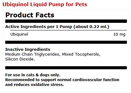 Dr. Mercola Ubiquinol Liquid Pump for Cats & Dogs, (1.45 Fl. Oz.), Non GMO, Gluten Free, Soy Free