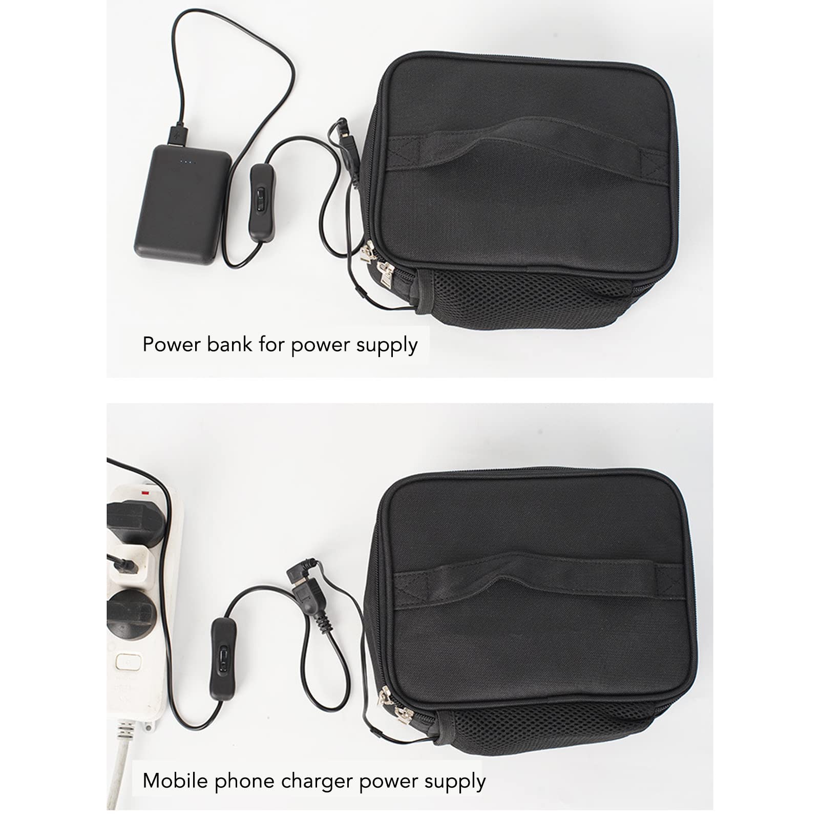 Mini Portable Oven, Waterproof Car Food Warmer, Aluminum Film Liner Electric Lunch Box with USB Plug and 2 Heating Methods, for Work