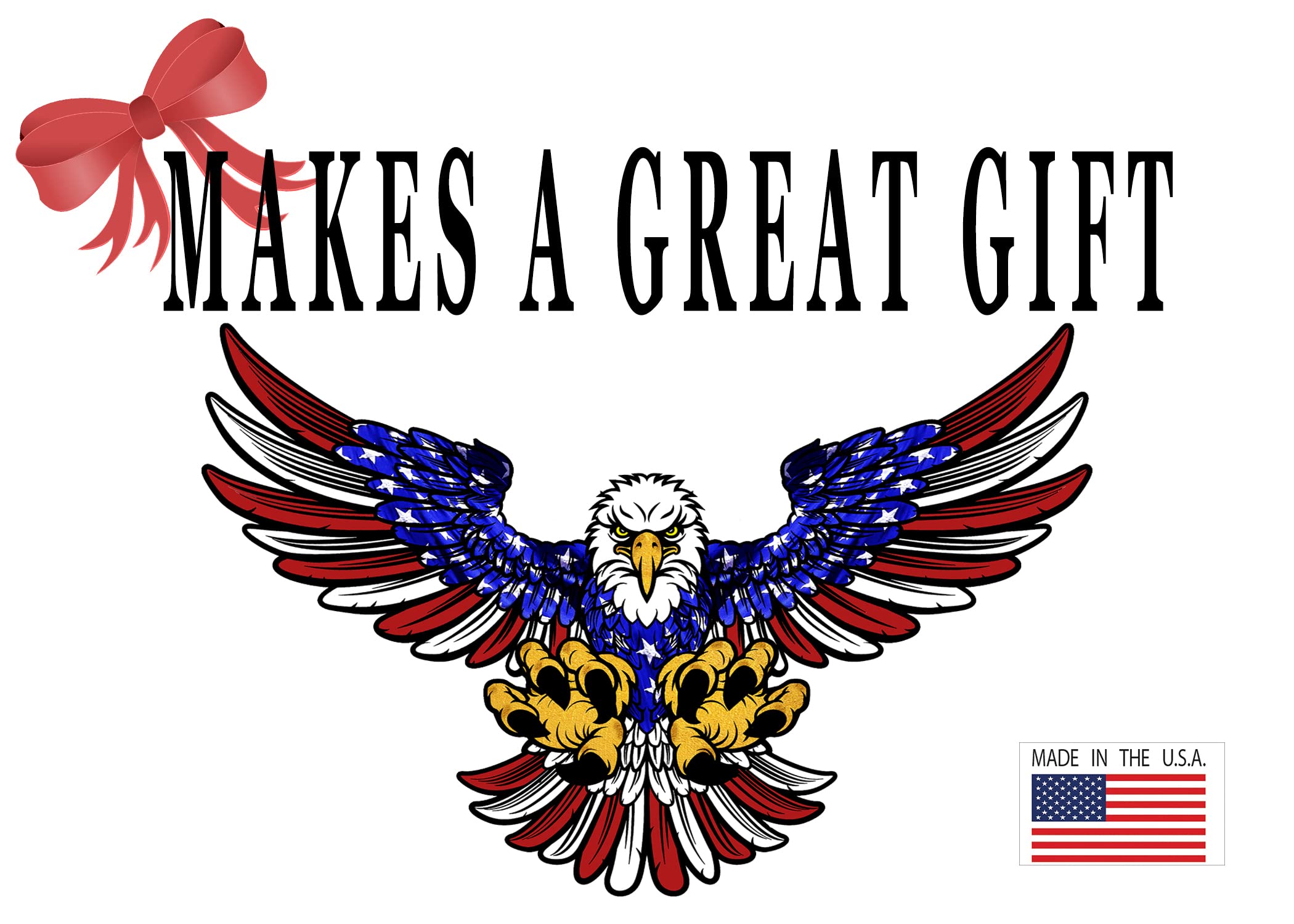Rogue River Tactical Large 10"x6" American Eagle USA Flag Car Decal Window Die Cut Patriotic Auto Bumper Sticker Vinyl Decal for Car Truck RV SUV Boat Support US Military