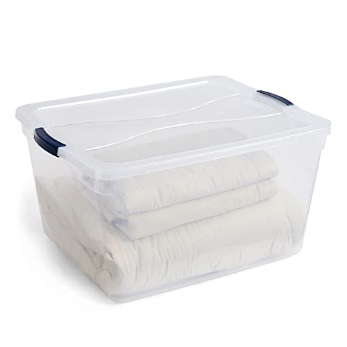 Rubbermaid Cleverstore Home/Office Organization 71 Quart Latching Plastic Storage Tote Container Box Bin with Lid, Clear (8 Pack)