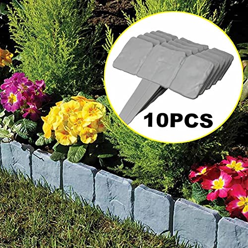 Lawn Edging,Garden Border,Plant Bordering 10/20pcs Folding Landscape Gray Flower Fence Path Garden Plant Border Edging Lawn Imitation Stone Fence Grounding Fence