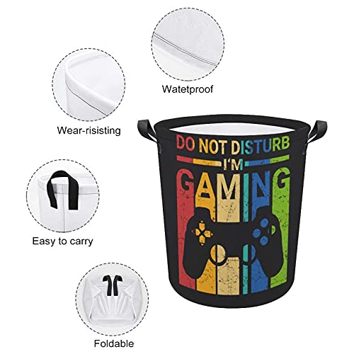 Retro Gamer Funny Laundry Basket Hamper Bag Dirty Clothes Storage Bin Waterproof Foldable Toy Organizer for Bedroom Clothes Toys Basket
