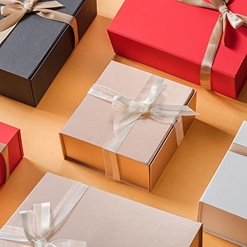 LIFELUM Gift Boxes 2 Pack 11 x 8 x 3.5 Rose Gold Gift Boxes with Magnetic Lid Wedding Gift Boxes for Presents Valentine's Contains Card, Ribbon, Shredded Paper Filler