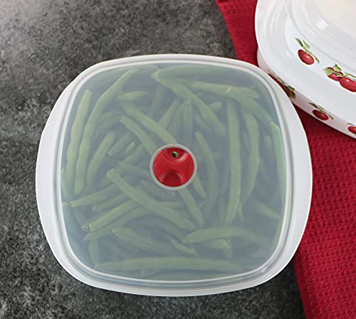 Reston Lloyd Cookware & Storage, Adjustable Vent on Lids Microwavable Cookware/Storage Set, Multiple Sizes, Harvest Apples (20999)