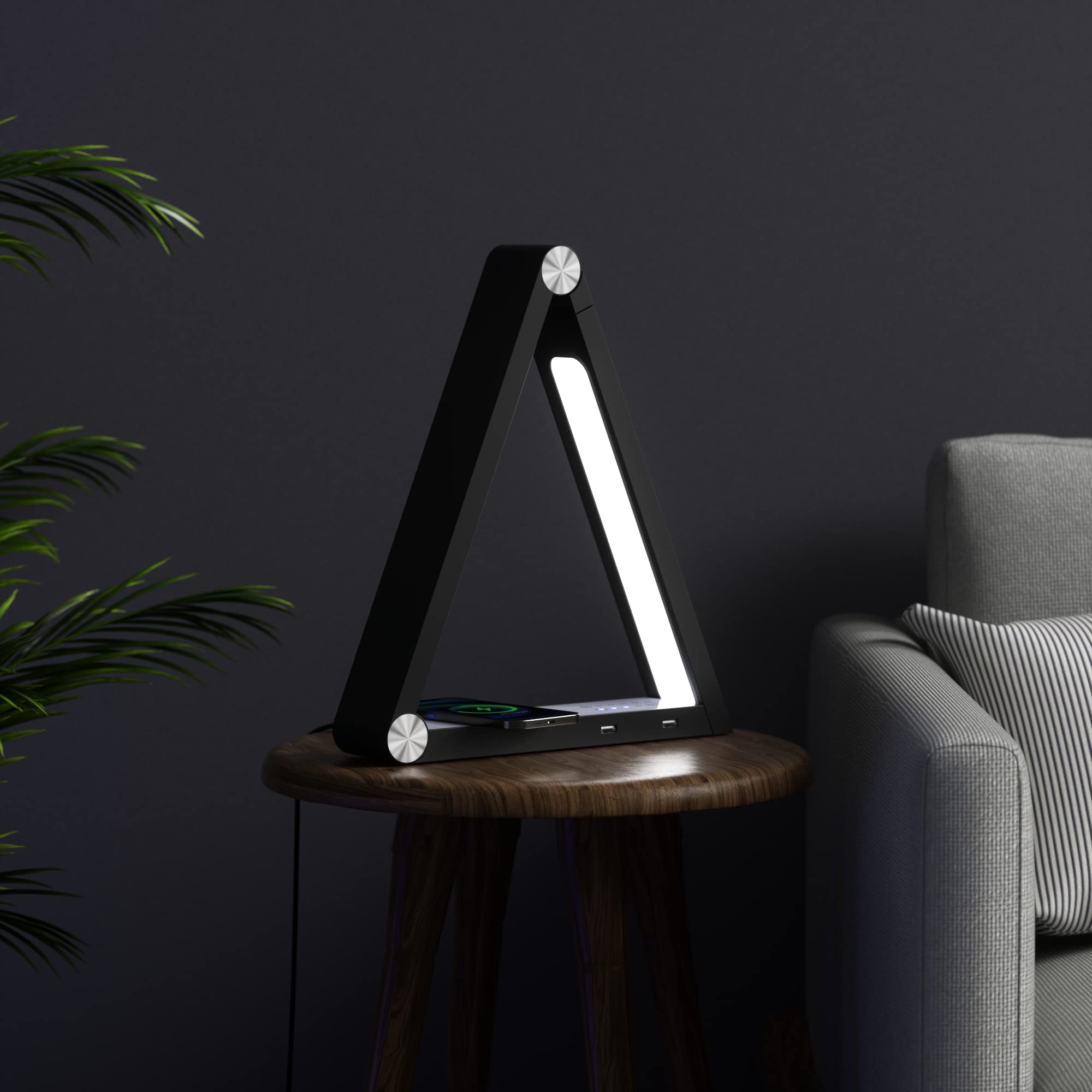 LED Desk Lamp Eye-Caring with Fast Wireless Charger, Table Lamp 96LED Lamp Beads 5 Modes Touch Control, CRI/RA≥95 Office Home Table Light Smart Adjustable, Foldable Night Light Type-C Port for Reading