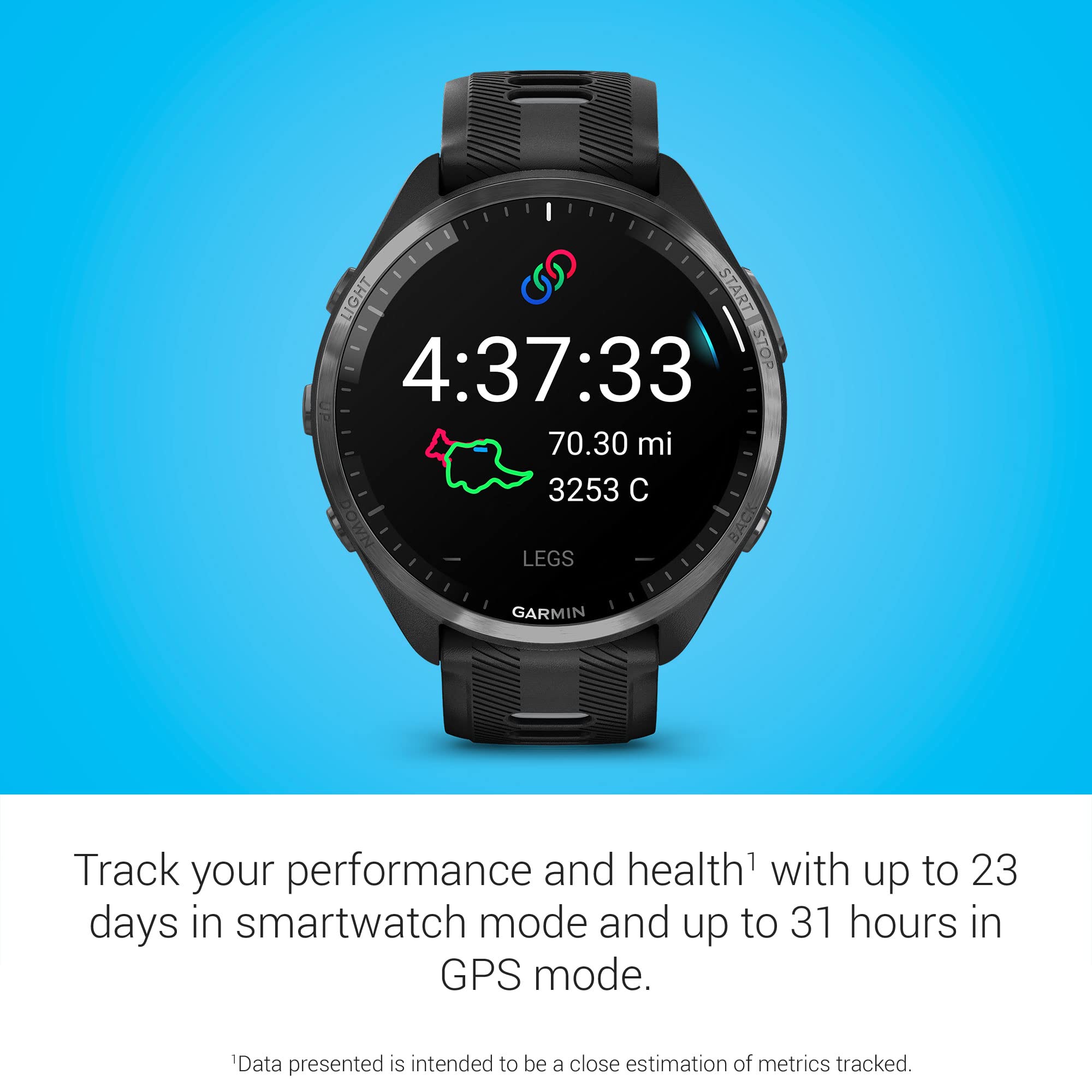 Garmin Forerunner® 965 Running Smartwatch, Colorful AMOLED Display, Training Metrics and Recovery Insights, Black and Powder Gray, 010-02809-00