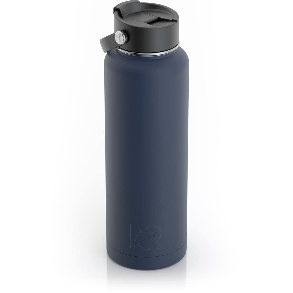RTIC 40 oz Vacuum Insulated Bottle, Metal Stainless Steel Double Wall Insulation, BPA Free Reusable, Leak-Proof Thermos Flask for Water, Hot and Cold Drinks, Travel, Sports, Camping, Navy