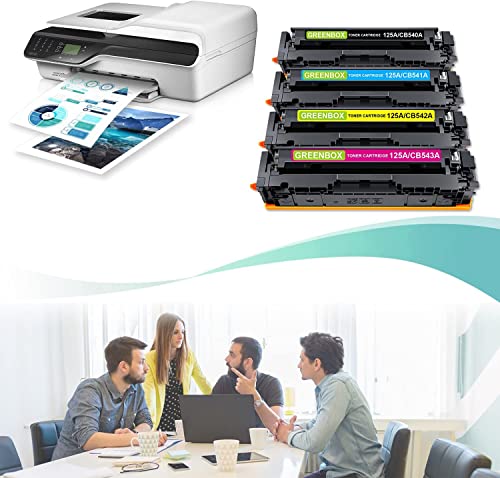 GREENBOX Compatible 125A High Yield Toner Cartridge Replacement for HP 125A CB540A CB541A CB542A CB543A for HP Color CM1312 MFP CM1312nfi CP1215 CP1515n CP1518ni Printer (4-Pack, KCMY)