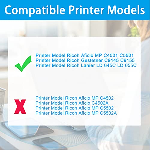 LCL Compatible Toner Cartridge Replacement for Ricoh 841452 841582 MP C4501 C5501 C9145 C9155 LD645C LD655C High Yield Aficio MP C4501 C5501 Gestetner C9145 C9155 Lanier LD 645C LD 655C (1-Pack Black)