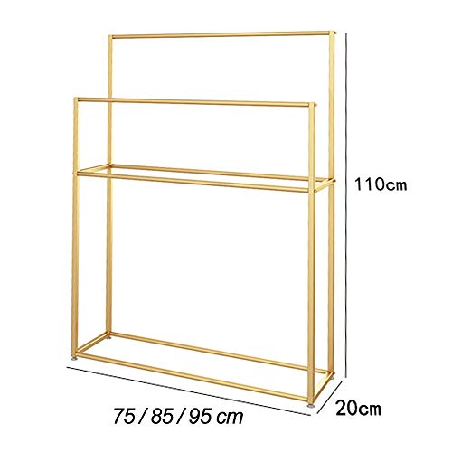 HBBY Tall Towel Rack for Skinny Spaces, Freestanding Bathroom Towel Holder Stand 2 Tier, Rust-Resistant Bath Drying Rack for Outdoor Pool,Hotel, Beach, Blanket gold-75x20x110cm