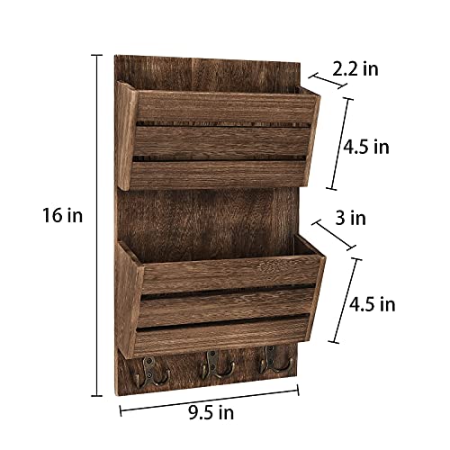 COZYYROME Key Holder for Wall Decorative, Mail Holder Organizer Wall Mount with 4 Key Hooks Key Hangers for Wall Perfect Office Wall Organizer with Key Rack Mail and Key Holder for Entryway, Hallway
