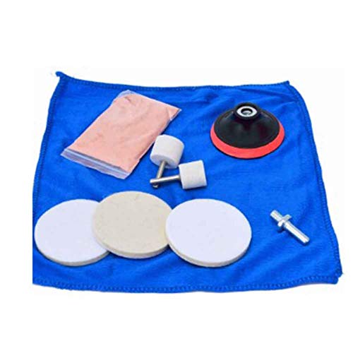UXELY Car Glass Polishing Kit, Scratch Remover Car Polish Pad Cerium Oxide Powder, Car Headlight Hand Polishing Pad Set for Waxing, Polishing, Paint Cleaning