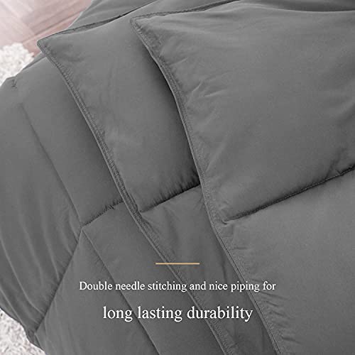 Amazon Brand - Pinzon All-Season Down Alternative Comforter with Duvet Tabs,Grey