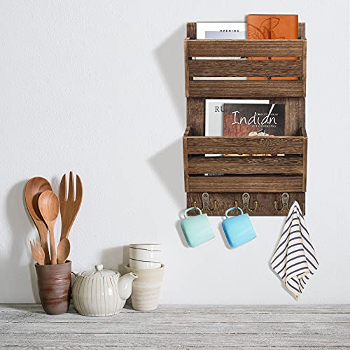 COZYYROME Key Holder for Wall Decorative, Mail Holder Organizer Wall Mount with 4 Key Hooks Key Hangers for Wall Perfect Office Wall Organizer with Key Rack Mail and Key Holder for Entryway, Hallway