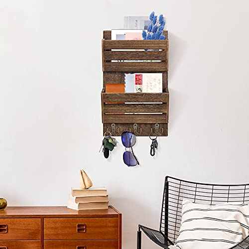 COZYYROME Key Holder for Wall Decorative, Mail Holder Organizer Wall Mount with 4 Key Hooks Key Hangers for Wall Perfect Office Wall Organizer with Key Rack Mail and Key Holder for Entryway, Hallway