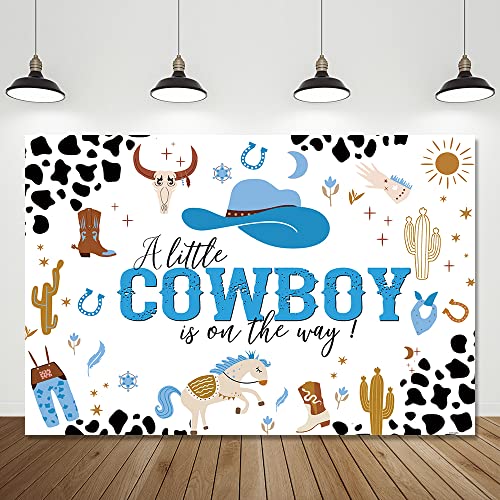 Crefelimas Western Cowboy Baby Shower Backdrop Wild West Boys Gender Reveal Party Background Farm Cow Boy Cake Table Supplies Horse Photo Studio Shoot Banner Props