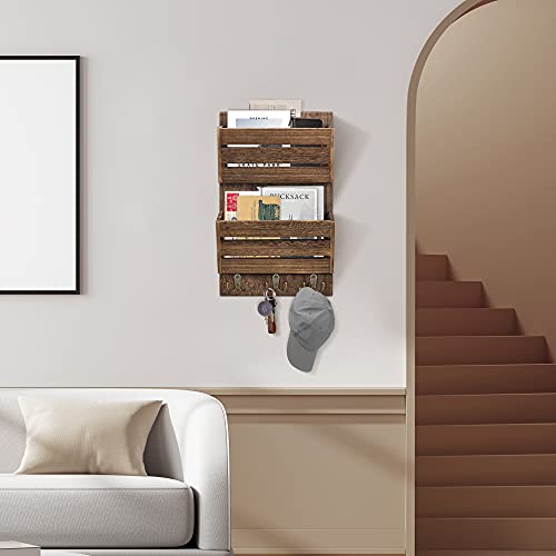 COZYYROME Key Holder for Wall Decorative, Mail Holder Organizer Wall Mount with 4 Key Hooks Key Hangers for Wall Perfect Office Wall Organizer with Key Rack Mail and Key Holder for Entryway, Hallway