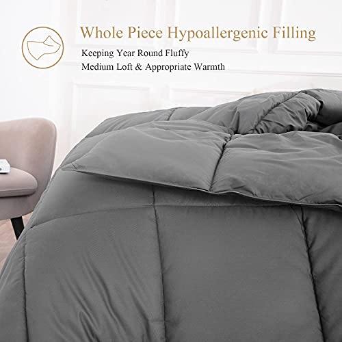 Amazon Brand - Pinzon All-Season Down Alternative Comforter with Duvet Tabs,Grey