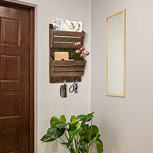 COZYYROME Key Holder for Wall Decorative, Mail Holder Organizer Wall Mount with 4 Key Hooks Key Hangers for Wall Perfect Office Wall Organizer with Key Rack Mail and Key Holder for Entryway, Hallway