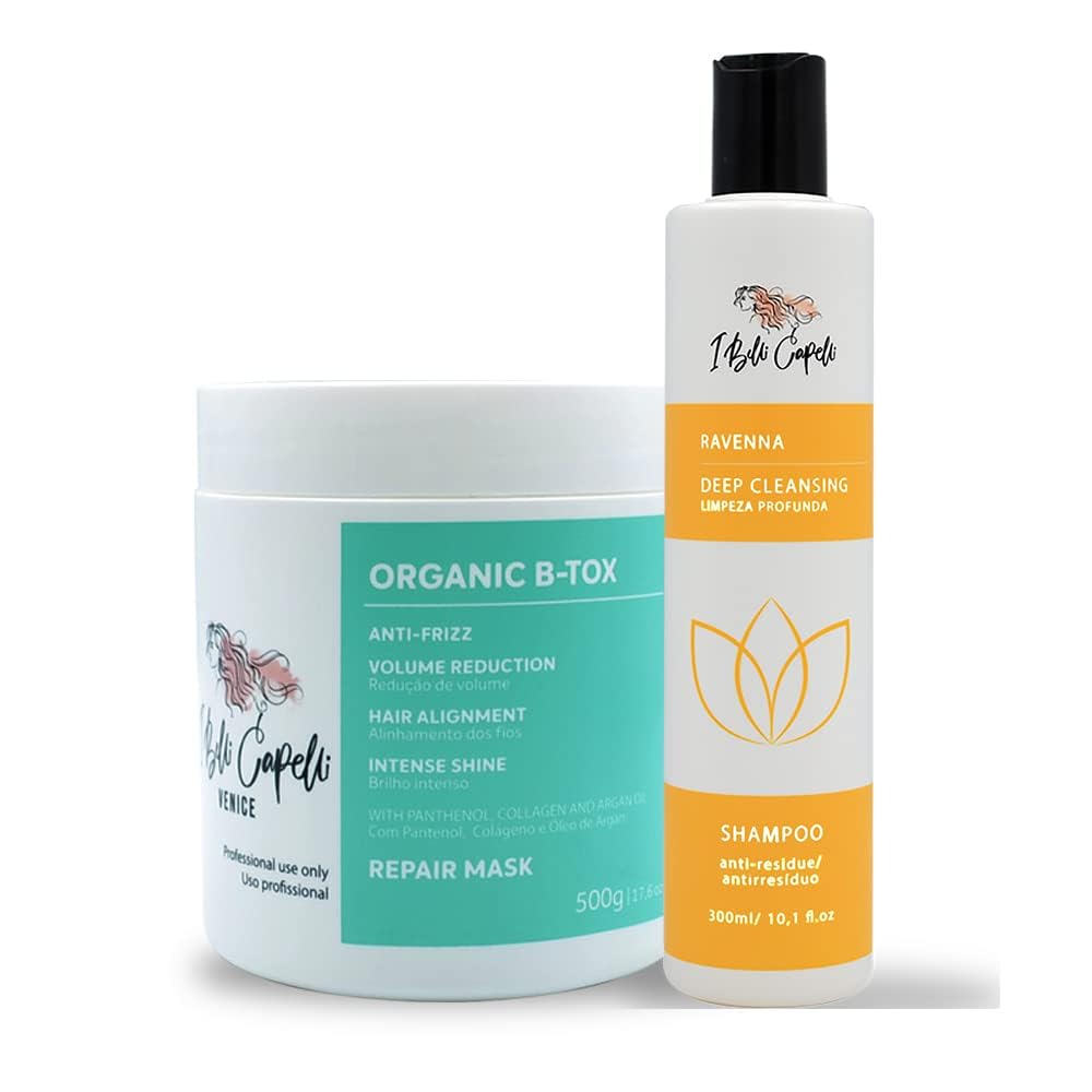 I Belli Capelli Venice B-tox Organic Kit - Organic Treatment 500g/17.60 oz + Deep Cleansing Shampoo 300ml/10.1 fl.oz