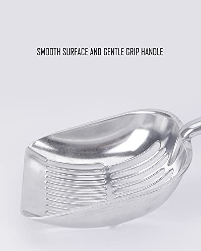 Moonshuttle Metal Cat Litter Scoop, Durable, Works with All Type of Cat Litter, Ergonomically Designed Handle