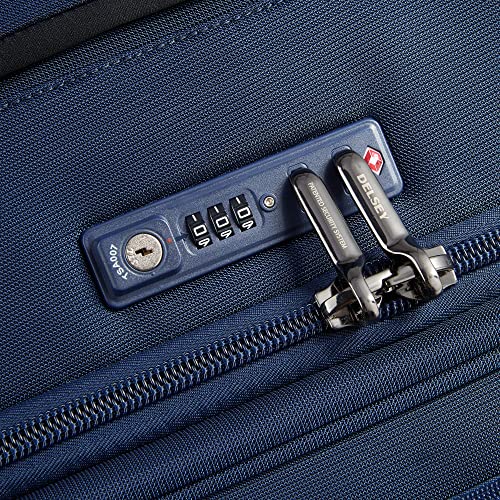 DELSEY PARIS Helium DLX Softside Expandable Luggage with Spinner Wheels, Navy Blue, Checked-Medium 25 Inch