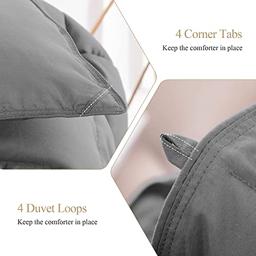 Amazon Brand - Pinzon All-Season Down Alternative Comforter with Duvet Tabs,Grey