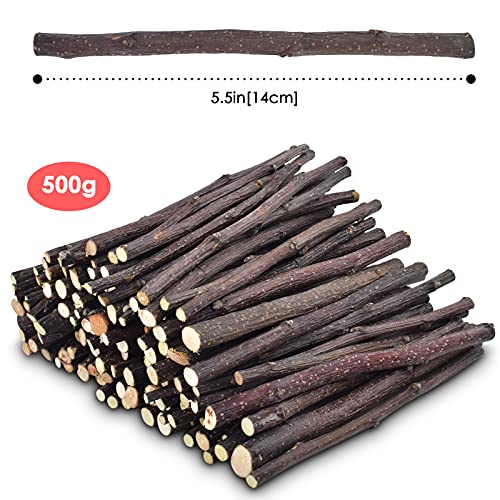 ERKOON 300g or 500g Natural Apple Sticks Small Animals Molar Chew Toys Apple Branch Chew Treats for Hamster Rabbit Chinchilla Bunny Guinea Pig Squirrel