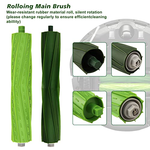 32 Pack Replacement Parts for iRobot Roomba i7 i7+ i3 i3+ i4 i4+ i6 i6+ i8 i8+ E5 E6 E7 Vacuum Cleaner, 2 Set Rubber Brushes, 12 Vacuum Filters, 6 Vacuum Bags, 12 Side Brushes
