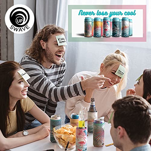 UP SWAVE Slim Can Cooler Sleeves - Premium Reversible Beer Can Sleeves - Slim Can Insulator 5 pack - Adjustable Design Fits Most Bottles & Skinny Cans from 8 to 12oz - 10 Reversible Designs