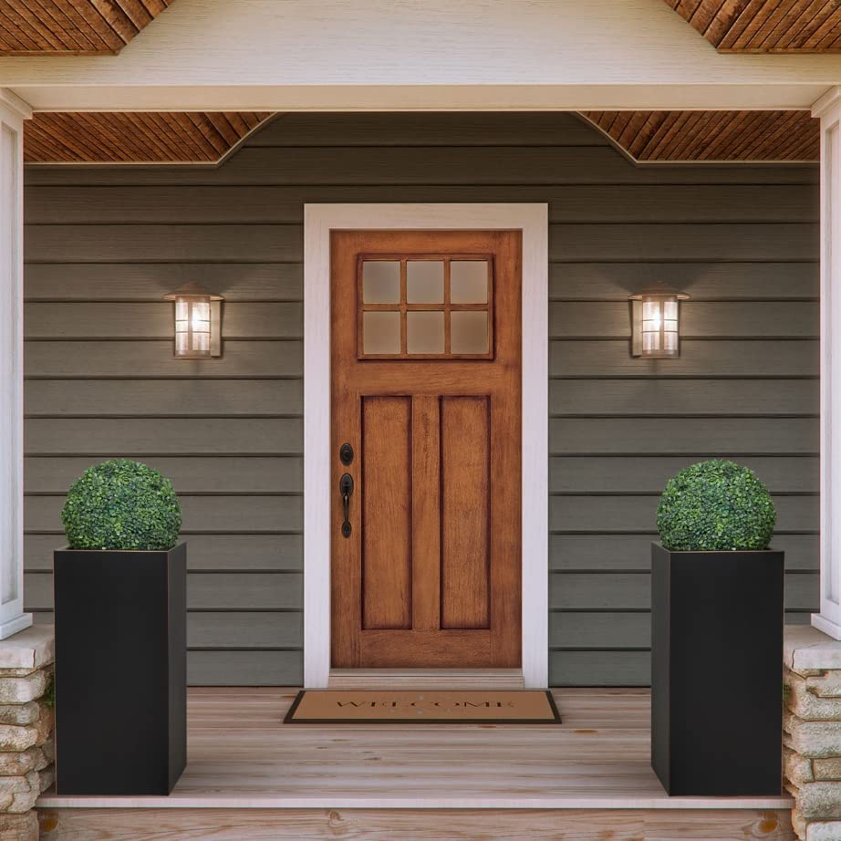 Wallowa Metallic Heavy Tall Outdoor/Indoor Planter Box 14Lx14Wx30H Inches Rectangular Large Flowerpot, Tall Metal Planter Box for Front Porch 25 Pounds, No Assembly Required, Black, 1 Pack
