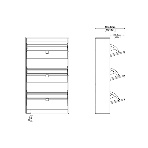Tvilum, Black Matte Bright 3 Drawer Shoe Cabinet