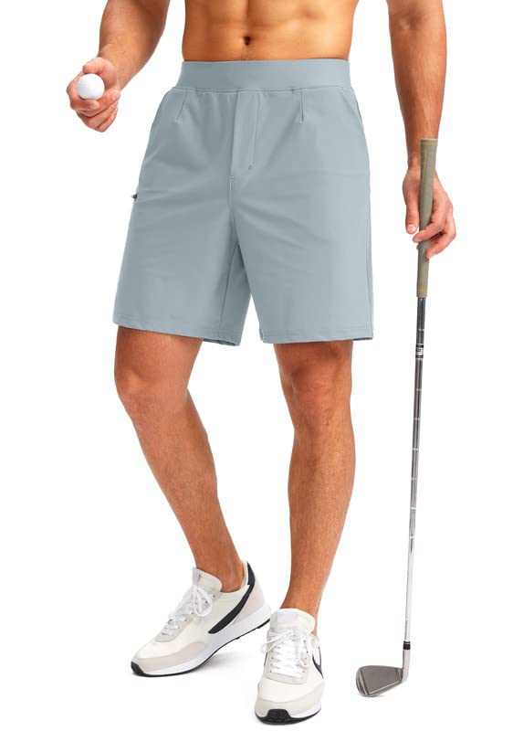 Viodia Men's 7" Golf Shorts with 5 Pockets Elastic Waist Dry Fit Stretch Lightweight Shorts for Men Hiking Casual Athletic