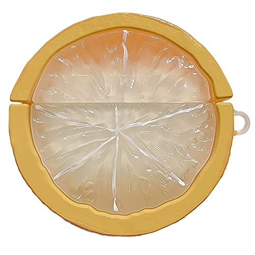 Ultra Thick Soft Silicone Lemon Case for Apple AirPods Pro AirPodsPro 2019 with Keychain Hook 3D Cartoon Lemon Fruit Food Cute Lovely Fun Funny Unique Creative Cool Kids Girls Women Teens