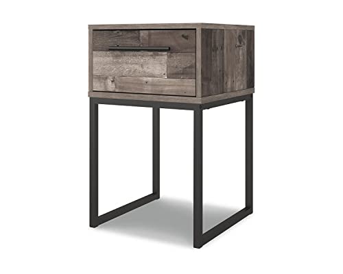 Signature Design by Ashley Neilsville Industrial 1 Drawer Nightstand, Butcher Block Gray