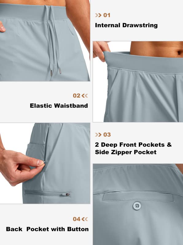 Viodia Men's 7" Golf Shorts with 5 Pockets Elastic Waist Dry Fit Stretch Lightweight Shorts for Men Hiking Casual Athletic