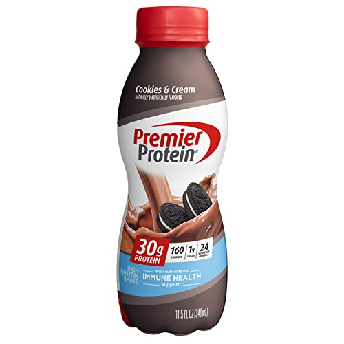 Premier Protein Shake, Cookies & Cream, 30g Protein, 1g Sugar, 24 Vitamins & Minerals, Nutrients to Support Immune Health 11.5 fl oz