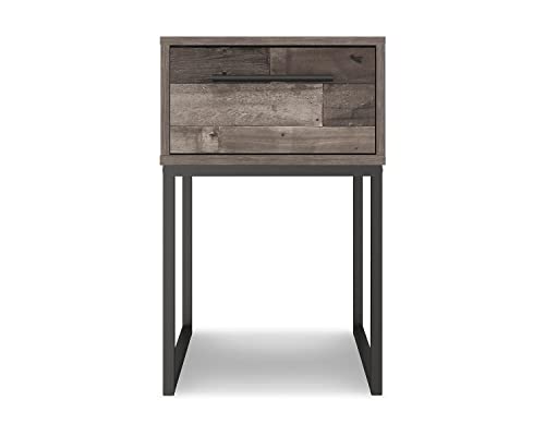 Signature Design by Ashley Neilsville Industrial 1 Drawer Nightstand, Butcher Block Gray