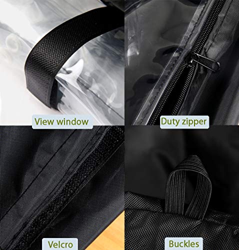 J&C Heavy Duty 420D Double Decker Rabbit Hutch Cover Windproof Waterproof Black Covers for Winter Rectangular Outdoor Bunny Cage Cover for Guinea Pig Cage (No Hutch (48x20x41 in)